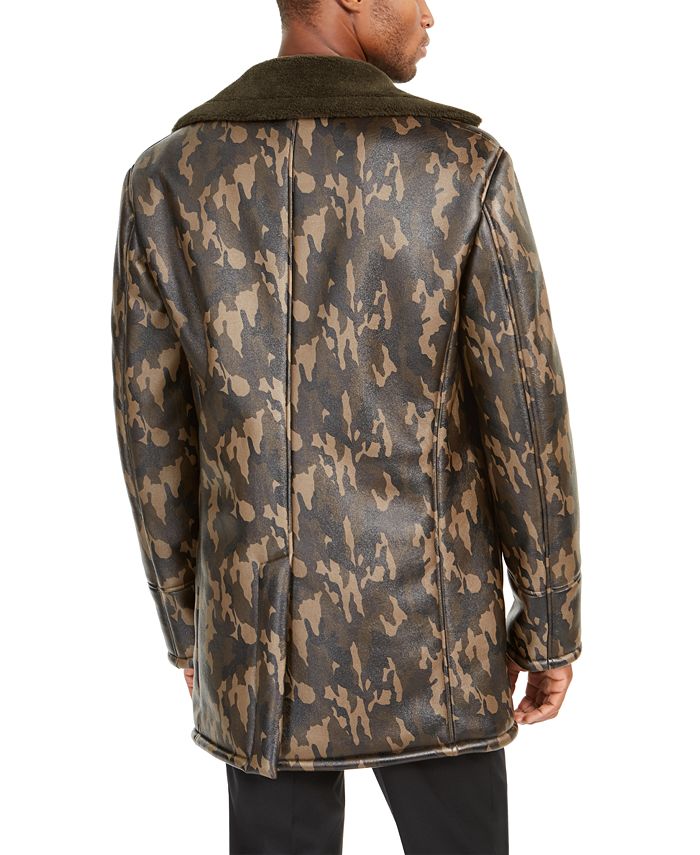 Tallia Men's Faux-Fur Camouflage Overcoat - Macy's