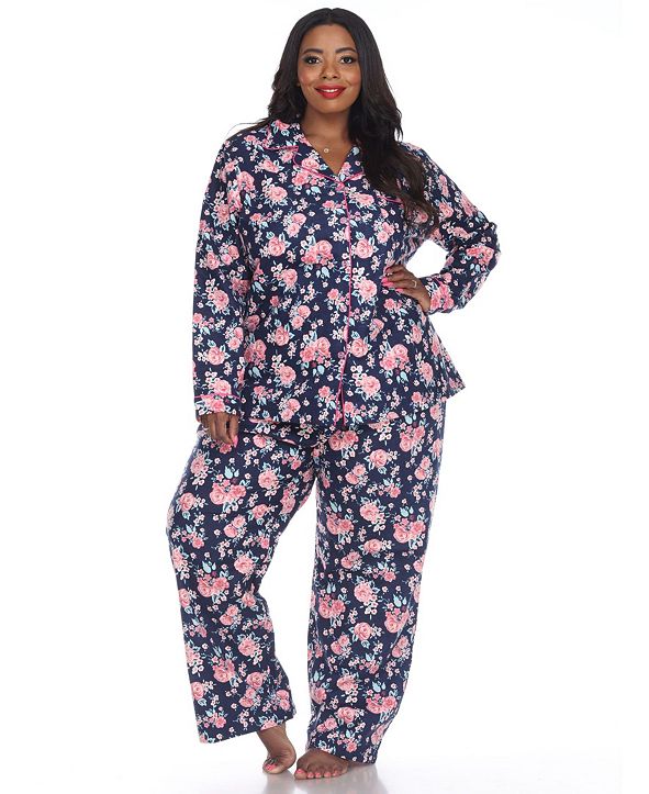 White Mark Plus Flannel Pajama Set & Reviews - Bras, Panties & Lingerie ...