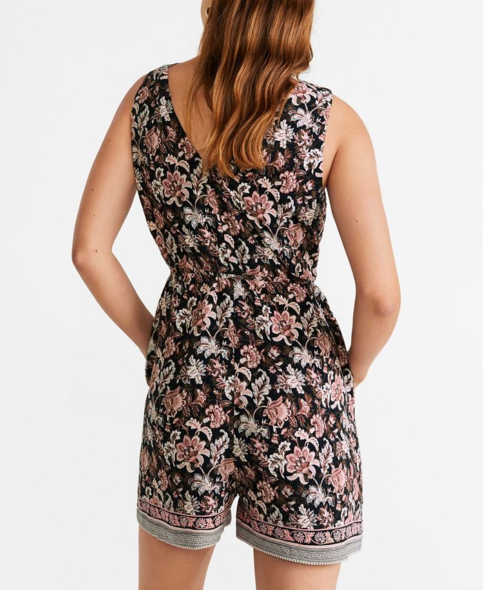 MANGO Flower Print Romper - Macy's