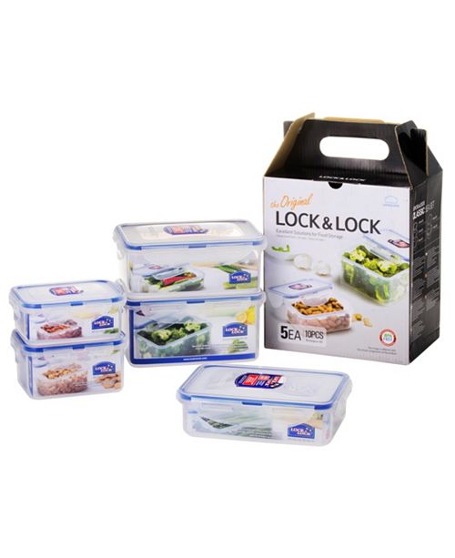 Lock n Lock Easy Essentials Rectangular 10-Pc. Food Storage Set ...