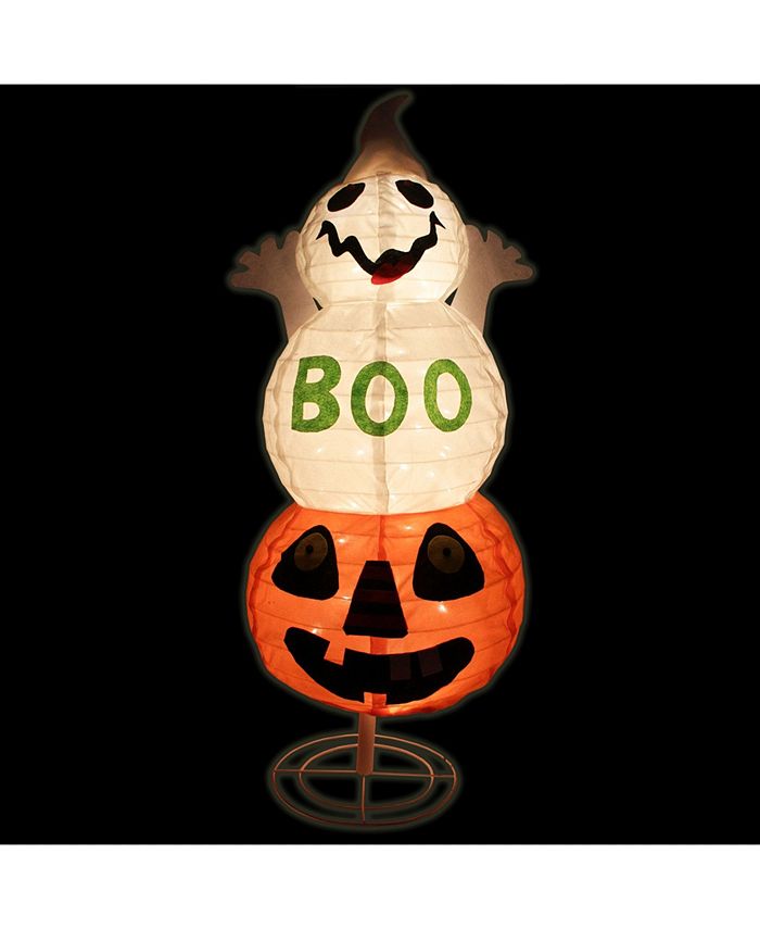 Northlight Lighted Spooky Boo Ghost on Jack-O-Lantern Pumpkin Halloween ...