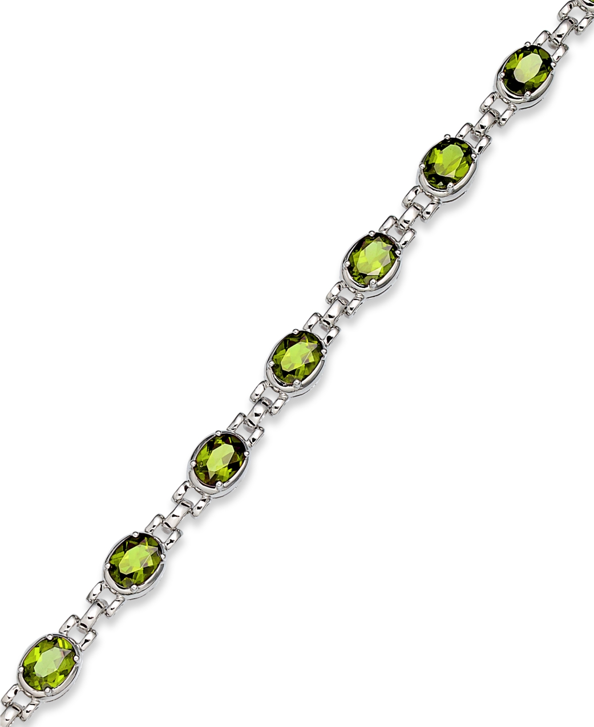 Click here for Sterling Silver Bracelet  Peridot Oval Link Bracel... prices