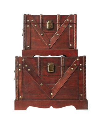 Vintiquewise Wooden Treasure Box, Old Style Treasure Chest - Macy's