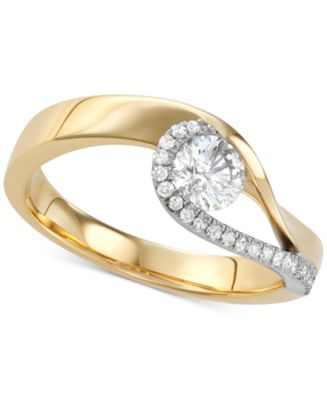 Diamond Two-Tone Swirl Ring (1/2 ct. t.w.) in 14k Gold & White Gold ...