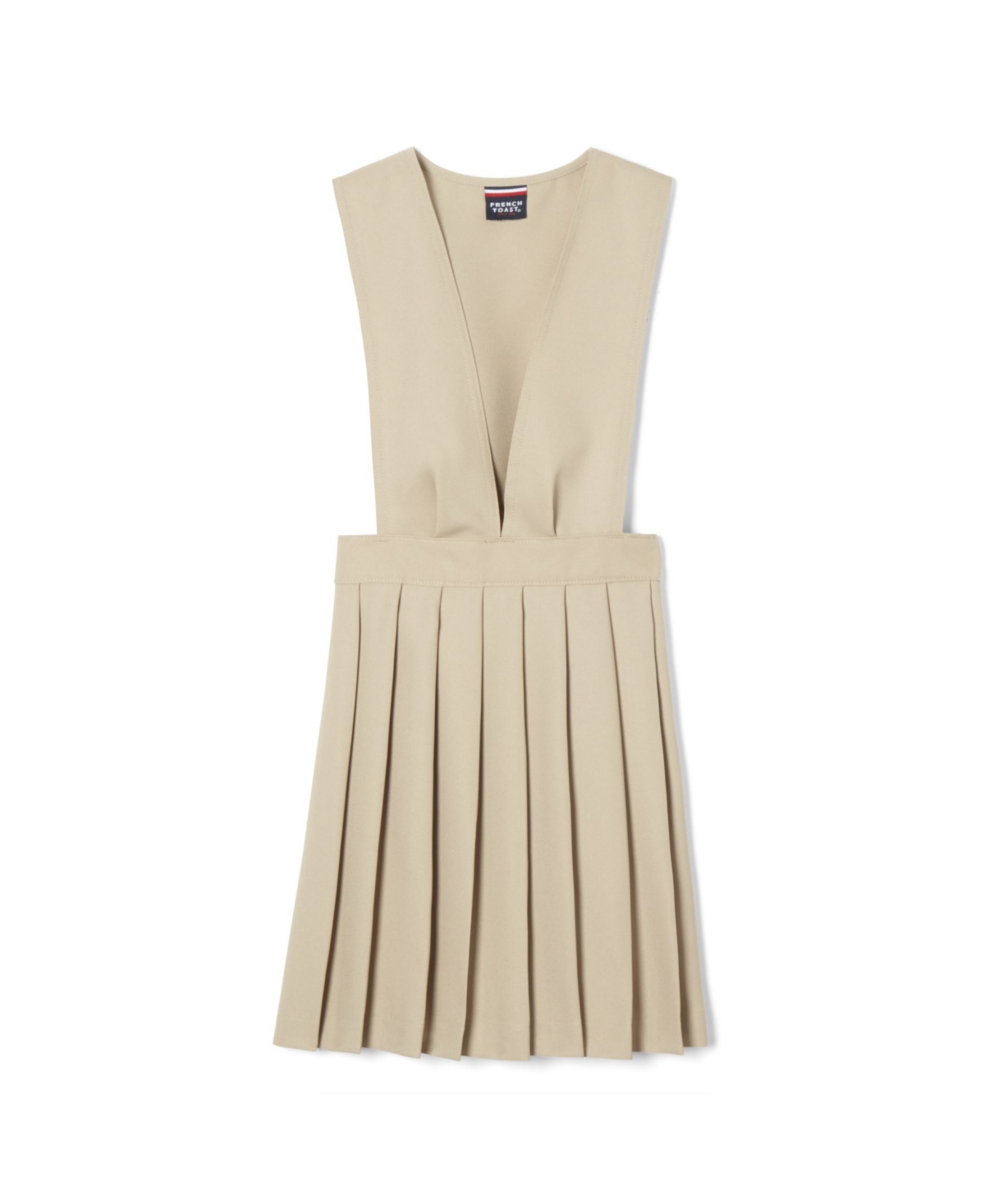 Click here for French Toast Big Girls V-Neck Pleated Jumper - Kha... prices