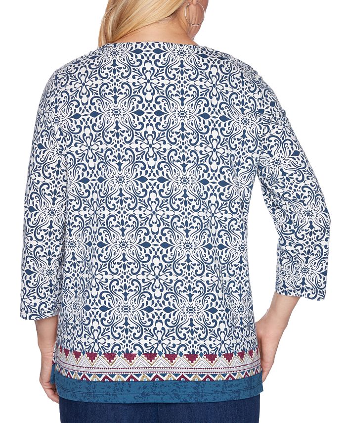 Alfred Dunner Petite Autumn Harvest Mixed Print Tunic - Macy's