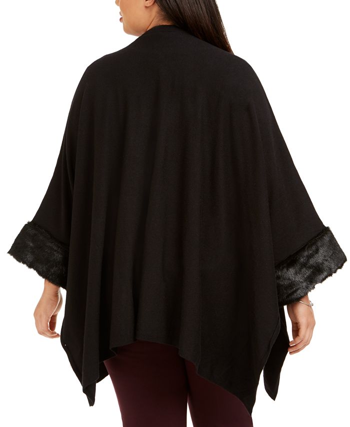 Belldini Plus Size Faux Fur Cape Jacket - Macy's