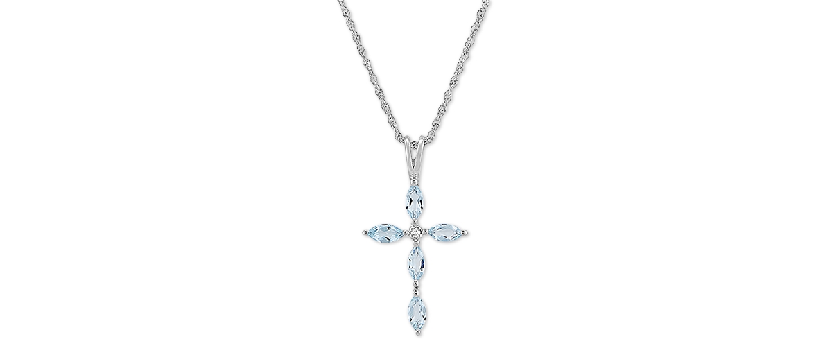 Click here for Aquamarine (1/2 ct. t.w.) & Cubic Zirconia 18 Cros... prices
