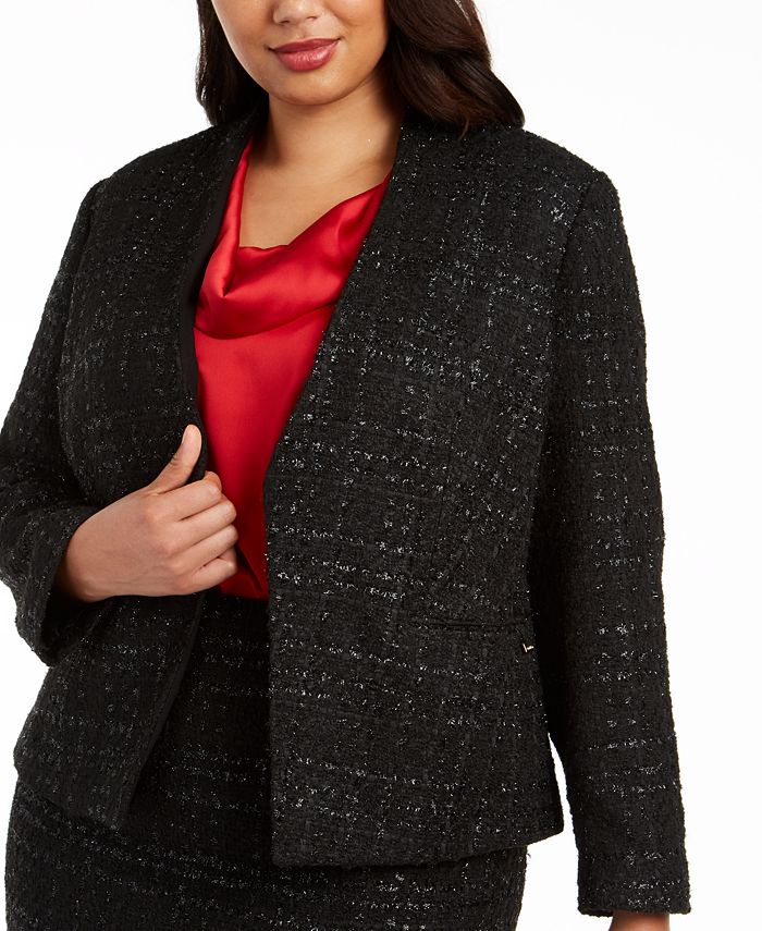 Calvin Klein Plus Size Tweed Jacket - Macy's