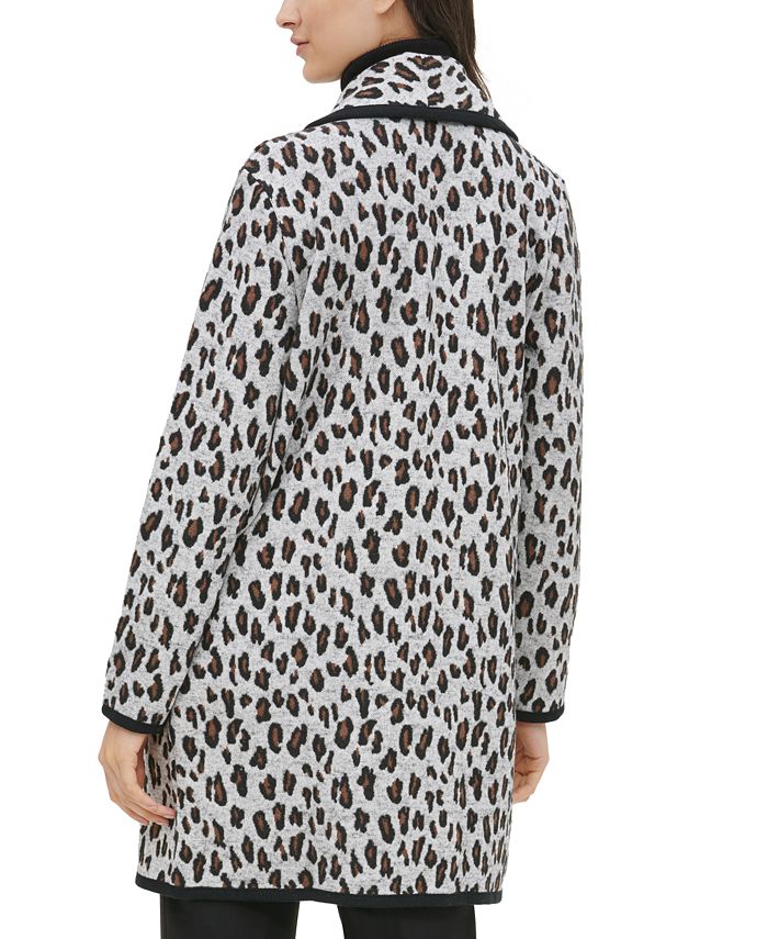 Calvin Klein Leopard-Print Cardigan Jacket - Macy's