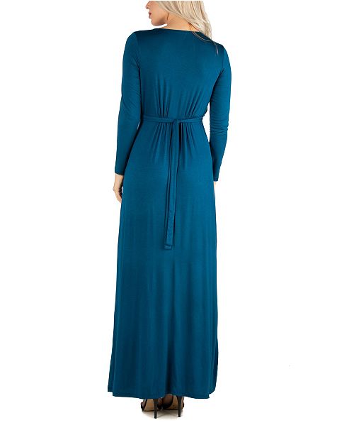 24seven Comfort Apparel Women's Semi Formal Long Sleeve Maxi Dress ...