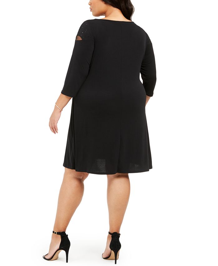 Belldini Plus Size Mesh-Trim Dress - Macy's