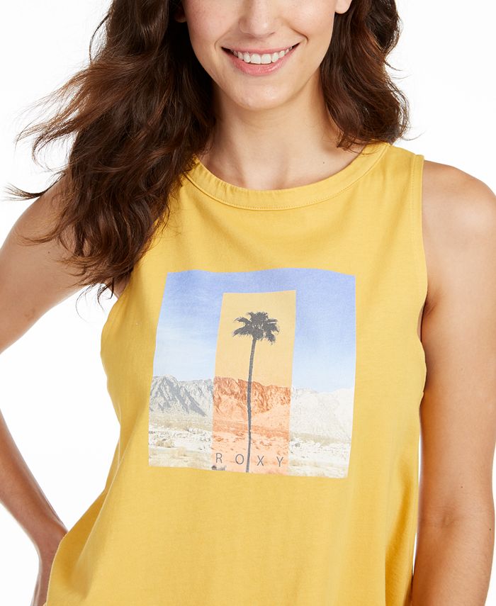 Roxy Juniors' Cotton Palm Tree Graphic-Print Muscle Tank Top - Macy's