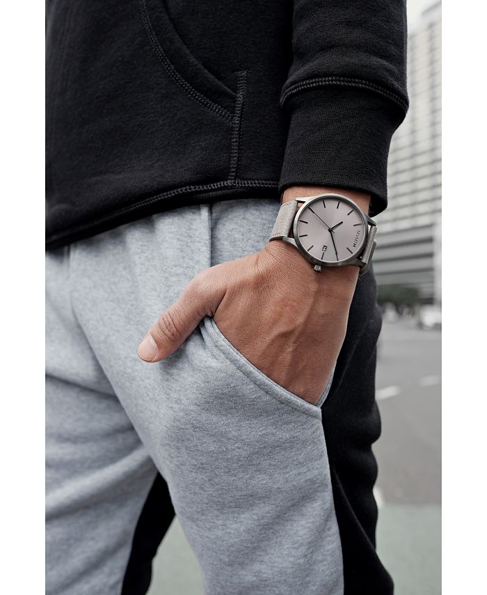 MVMT Classic Monochrome Gray Leather Strap Watch 45mm - Macy's