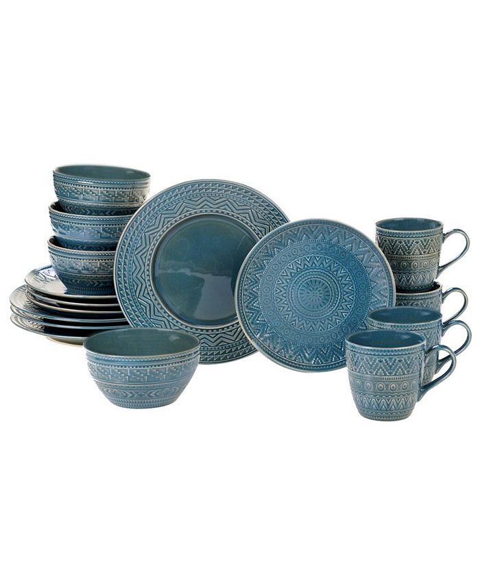 Certified International Aztec Teal 16-Pc. Dinnerware Set - Macy's