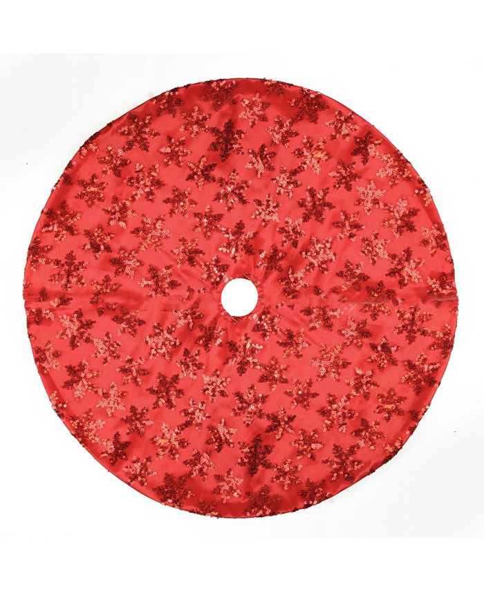 Northlight 20" Red Sequin Snowflake Pattern Mini Christmas Tree Skirt ...