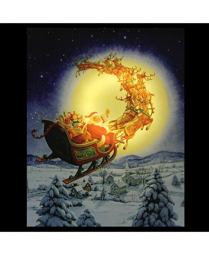 Northlight LED Back Lit Flying Santa Claus and Sleigh Christmas Wall ...