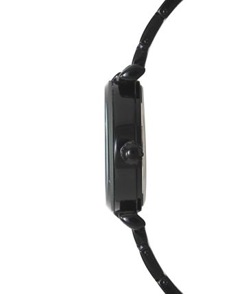 Jessica Simpson Women's Crushed Crystal Black Tone Bracelet Watch 32mm ...