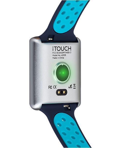 iTouch Unisex Air Navy & Turquoise Silicone Strap Touchscreen Smart ...