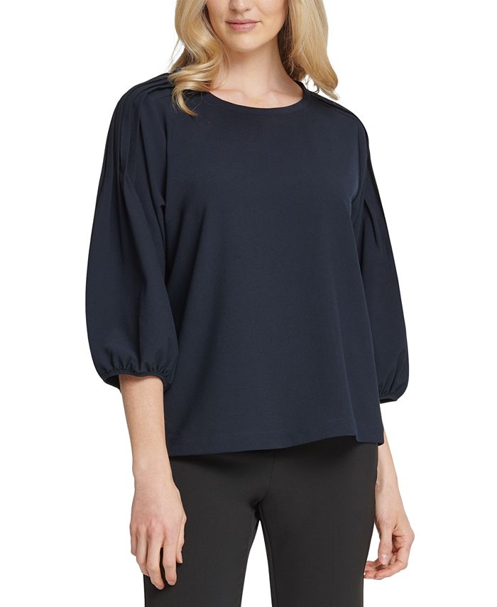 DKNY Pleated-Shoulder Top - Macy's