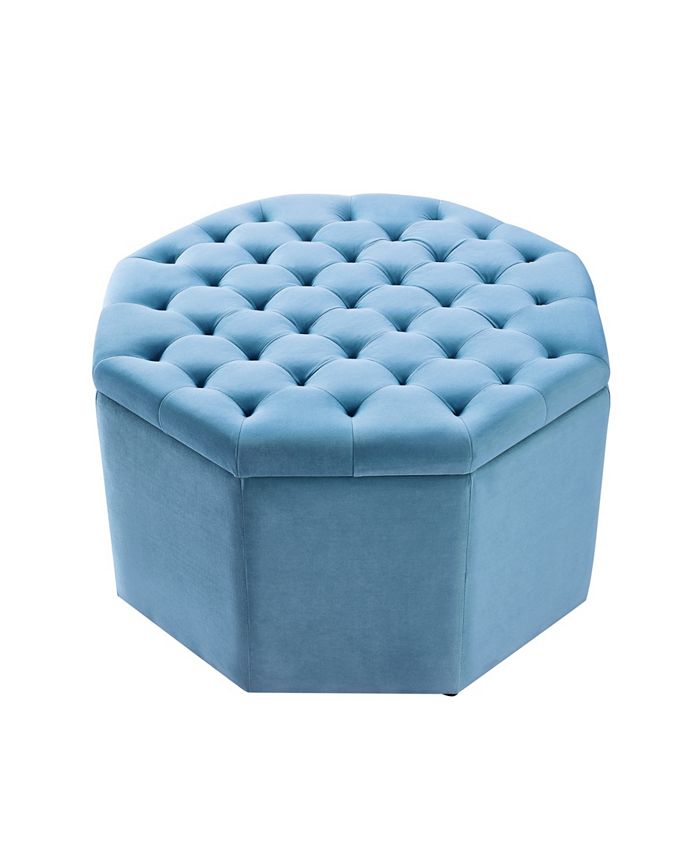 INSPIRED HOME Silvia Upholstered Tufted Octagon Cocktail Ottoman - Macy's