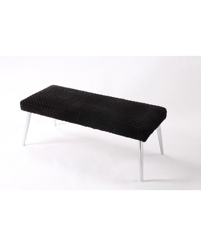 INSPIRED HOME Lamonte Faux Fur Leaf Textured Bench with Metal Legs - Macy's