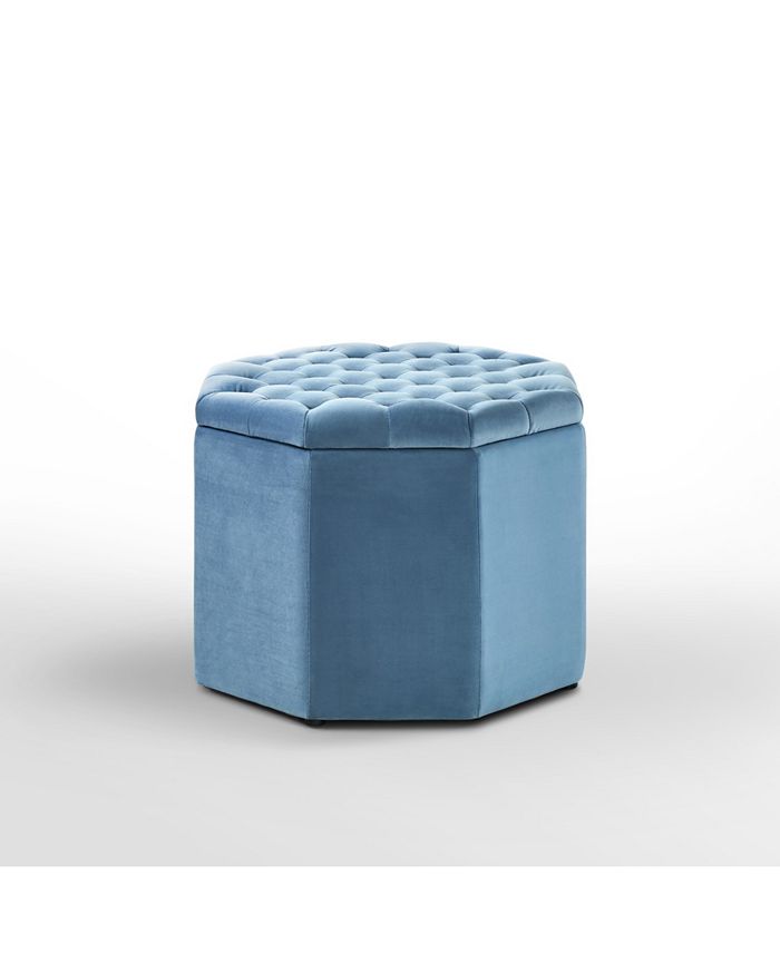 INSPIRED HOME Nova Upholstered Octagon Storage Ottoman - Macy's
