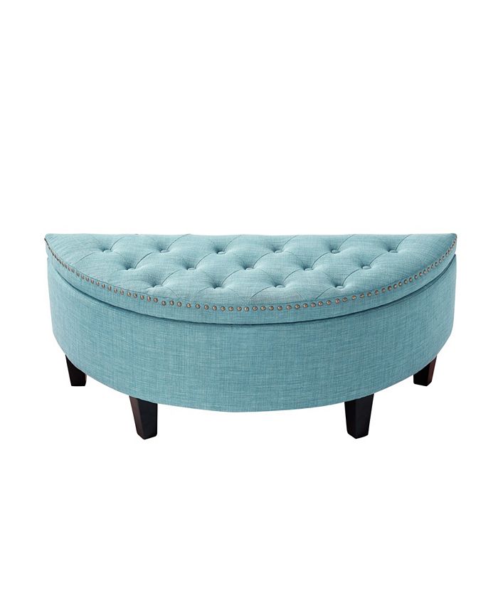 Inspired Home Jolie Upholstered Tufted Half Moon Storage Ottoman with ...