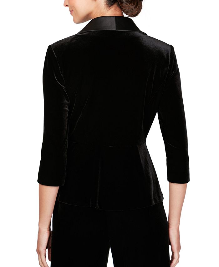 Alex Evenings Petite Velvet & Satin Wrap Jacket - Macy's