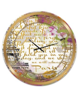 Designart with Love From Paris 1 Large Traditional Wall Clock - 36 x 36 ...