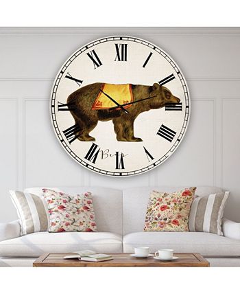Designart Circus Animals Bear Oversized Cottage Wall Clock - 36 x 36 ...