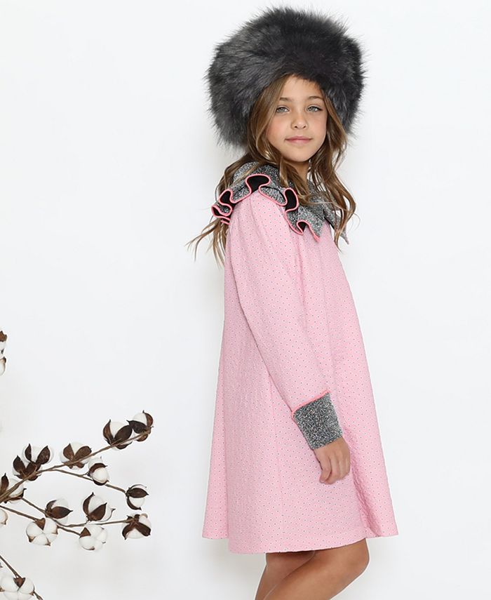Lanoosh Big Girls A-Line Dress with Exaggerated Collared Neck Detail ...