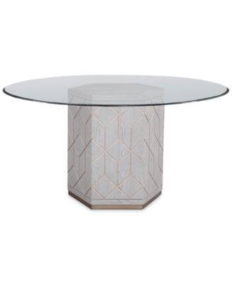 Furniture Perrine 54" Glass Top Round Dining Table - Macy's