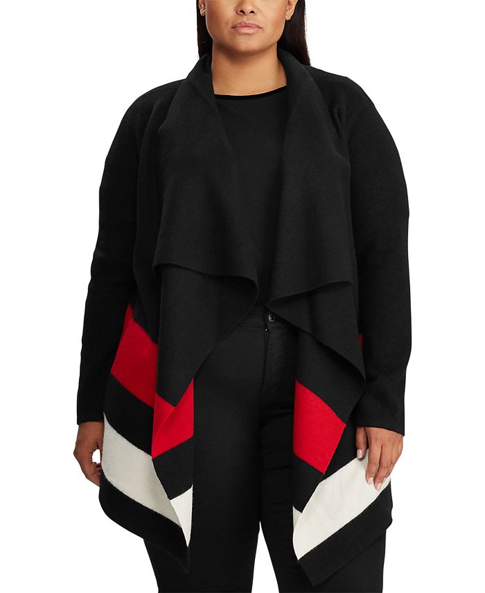 Lauren Ralph Lauren Plus Size Open-Front Wool Sweater - Macy's