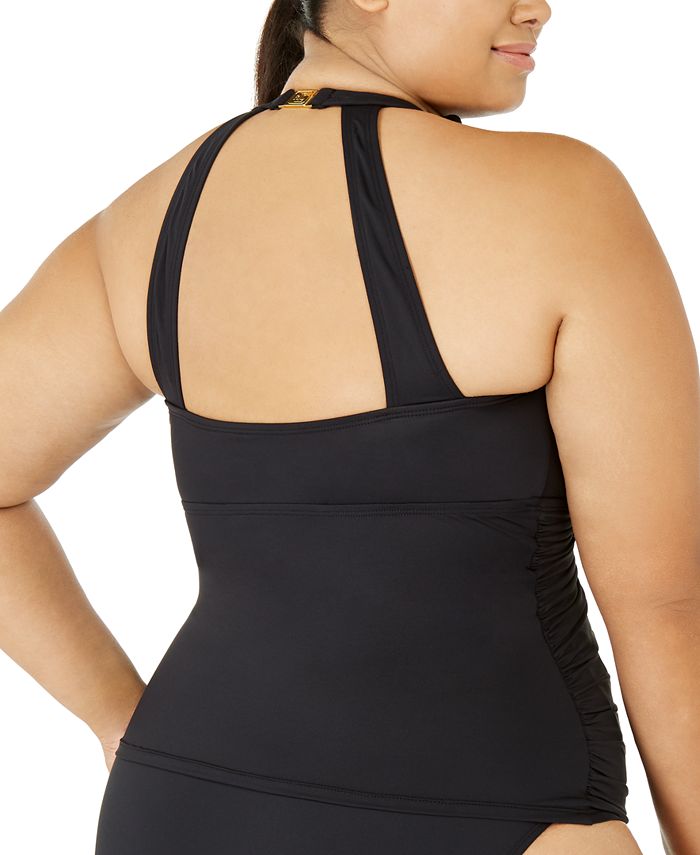 Lauren Ralph Lauren Plus Size Beach Club Ruffled Tankini Top - Macy's
