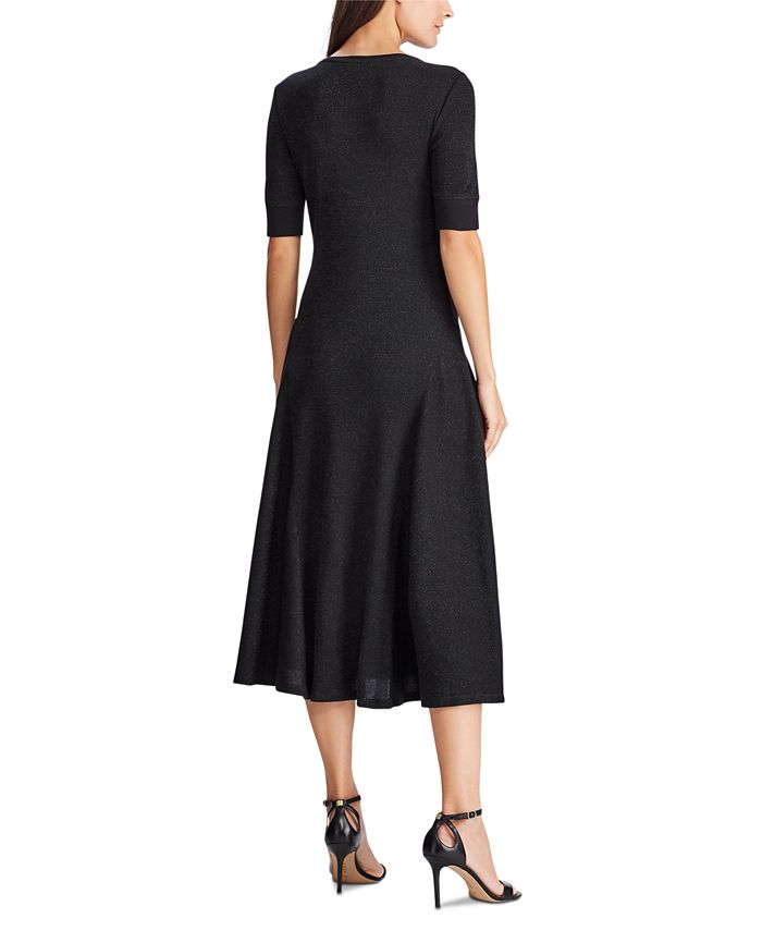 Lauren Ralph Lauren Shimmer Elbow-Length-Sleeve Waffle Dress - Macy's