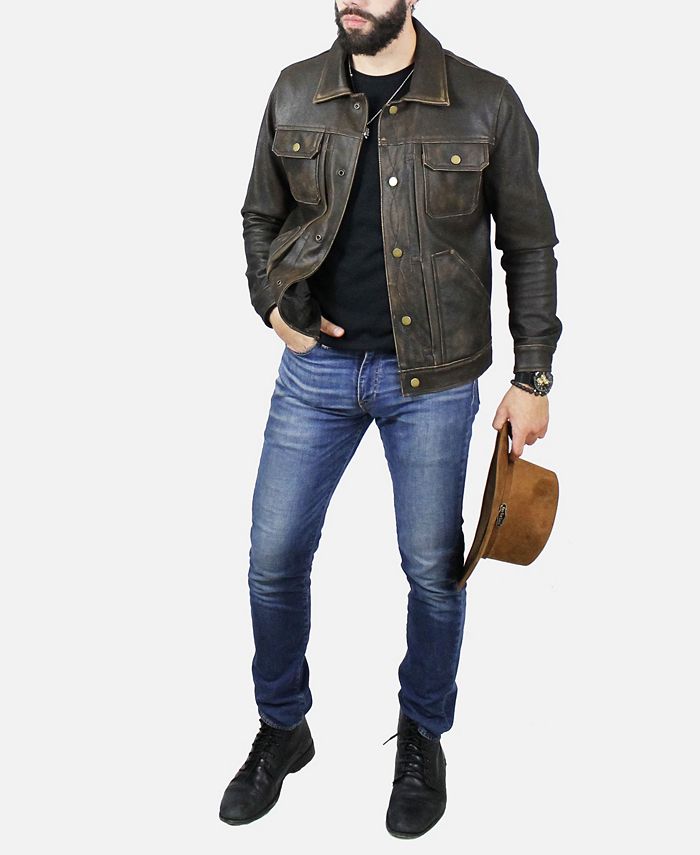 Frye Men's Leather Trucker Jacket - Macy's