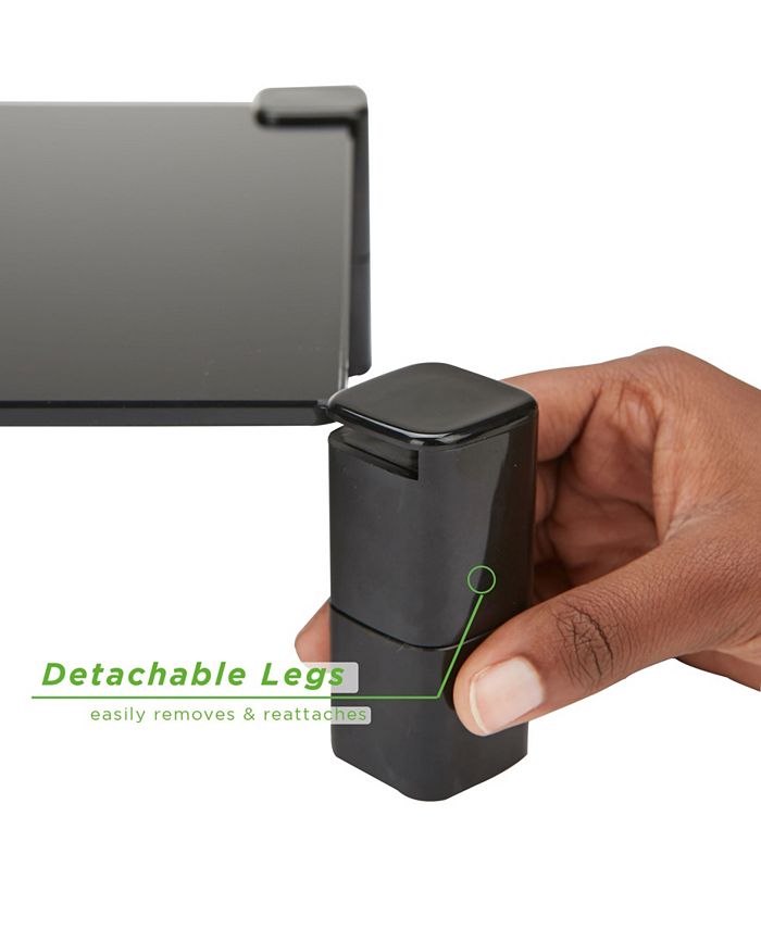 Mind Reader 4 Leg Black Glass Monitor Stand Riser for Computer, Laptop ...
