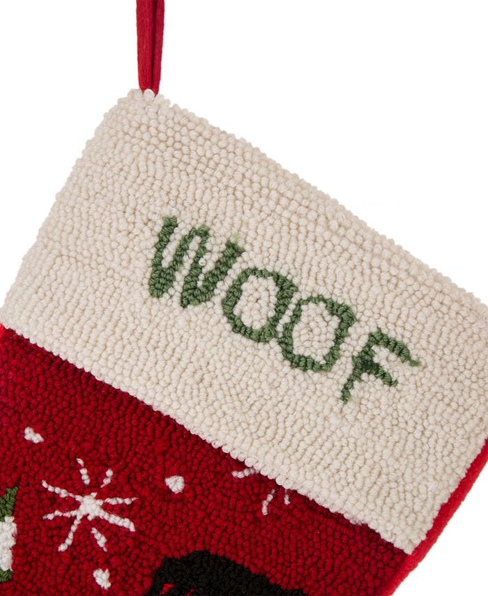 Glitzhome 20" L Hooked Dog Stocking - Macy's