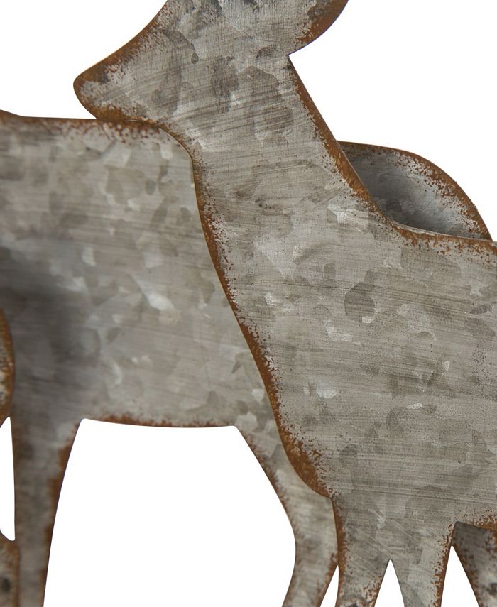 Glitzhome 13.19" L Galvanized Metal Reindeer Table Decor - Macy's