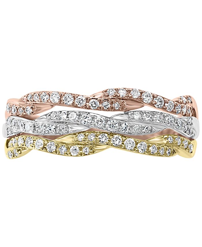 EFFY Collection EFFY® Diamond Multi-Row Tricolor Statement Ring (1/3 ct ...