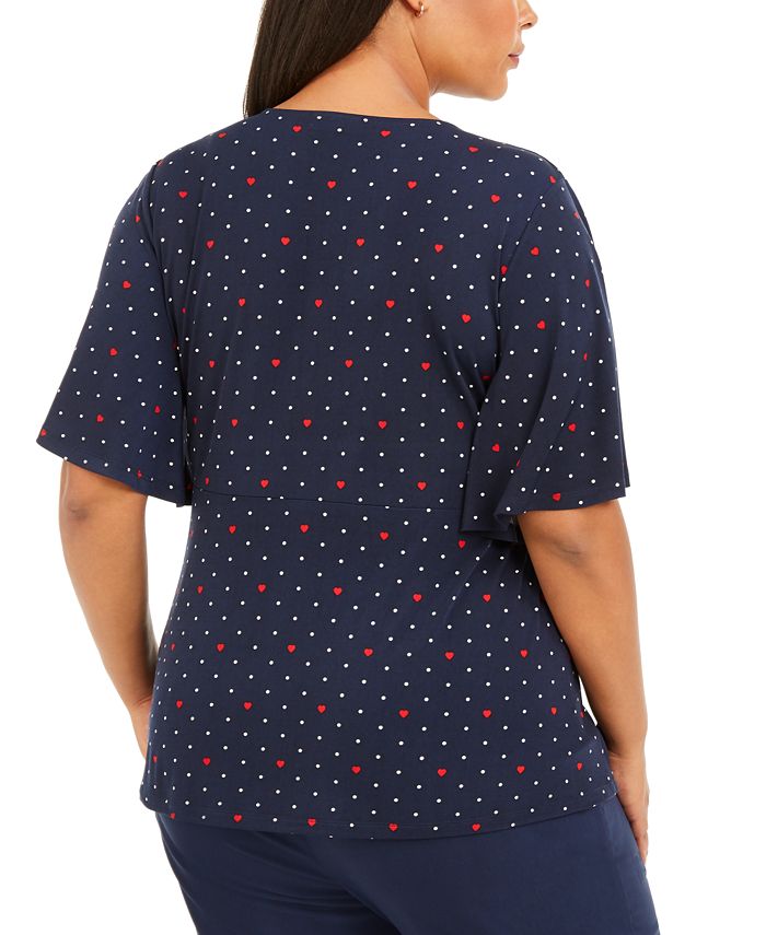 Charter Club Plus Size Printed Crossover Top, Created for Macy's - Macy's