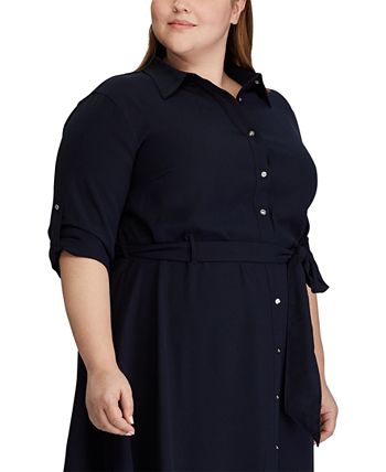 Lauren Ralph Lauren Plus Size Fit-and-Flare Shirtdress - Macy's