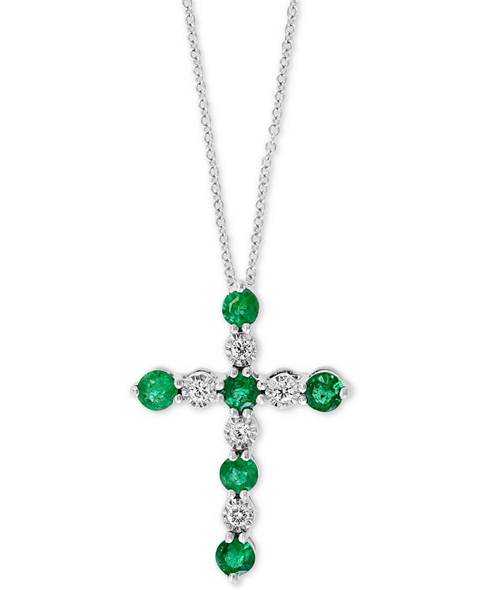 EFFY Collection EFFY® Emerald (1/2 ct. t.w.) & Diamond (1/20 ct. t.w ...