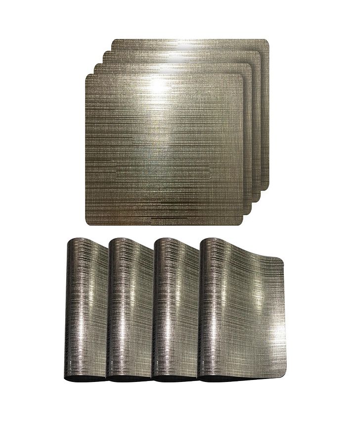 Dainty Home Reversible Emery Smooth Metallic Stripes 15" Placemats ...