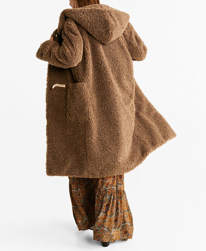 MANGO Faux Shearling Long Coat - Macy's