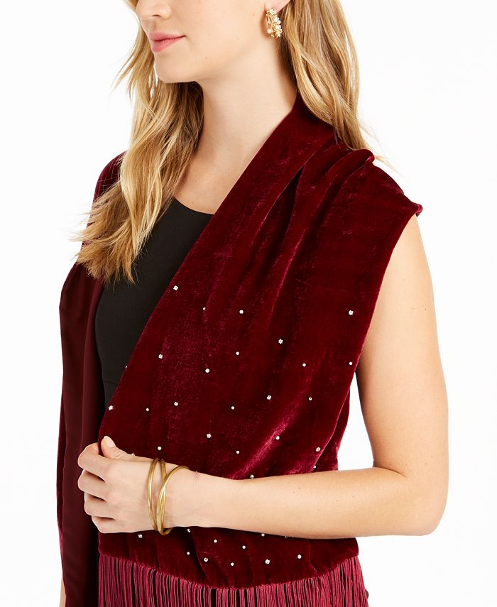 INC International Concepts INC Embellished Velvet Wrap with Fringe ...