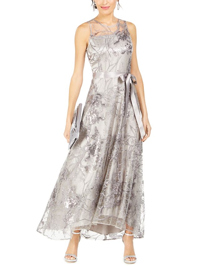 Tahari ASL Sequined Lace High-Low Gown - Macy's