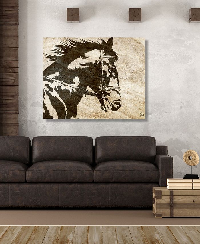 Creative Gallery Obsidian Sandstone Stallion 20" x 16" Canvas Wall Art ...
