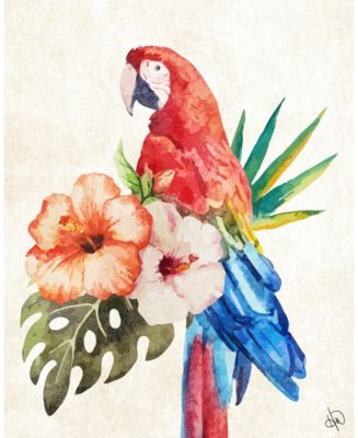Creative Gallery Watercolor Tropical Macaw on Tan 24" x 20" Canvas Wall ...
